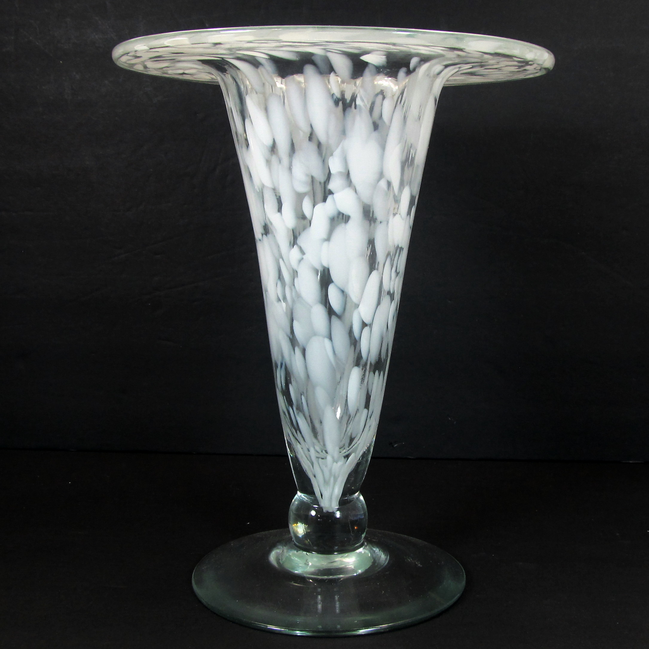 Glassies: Mid Century Splatter/splatter? glass trumpet vase | Antiques ...