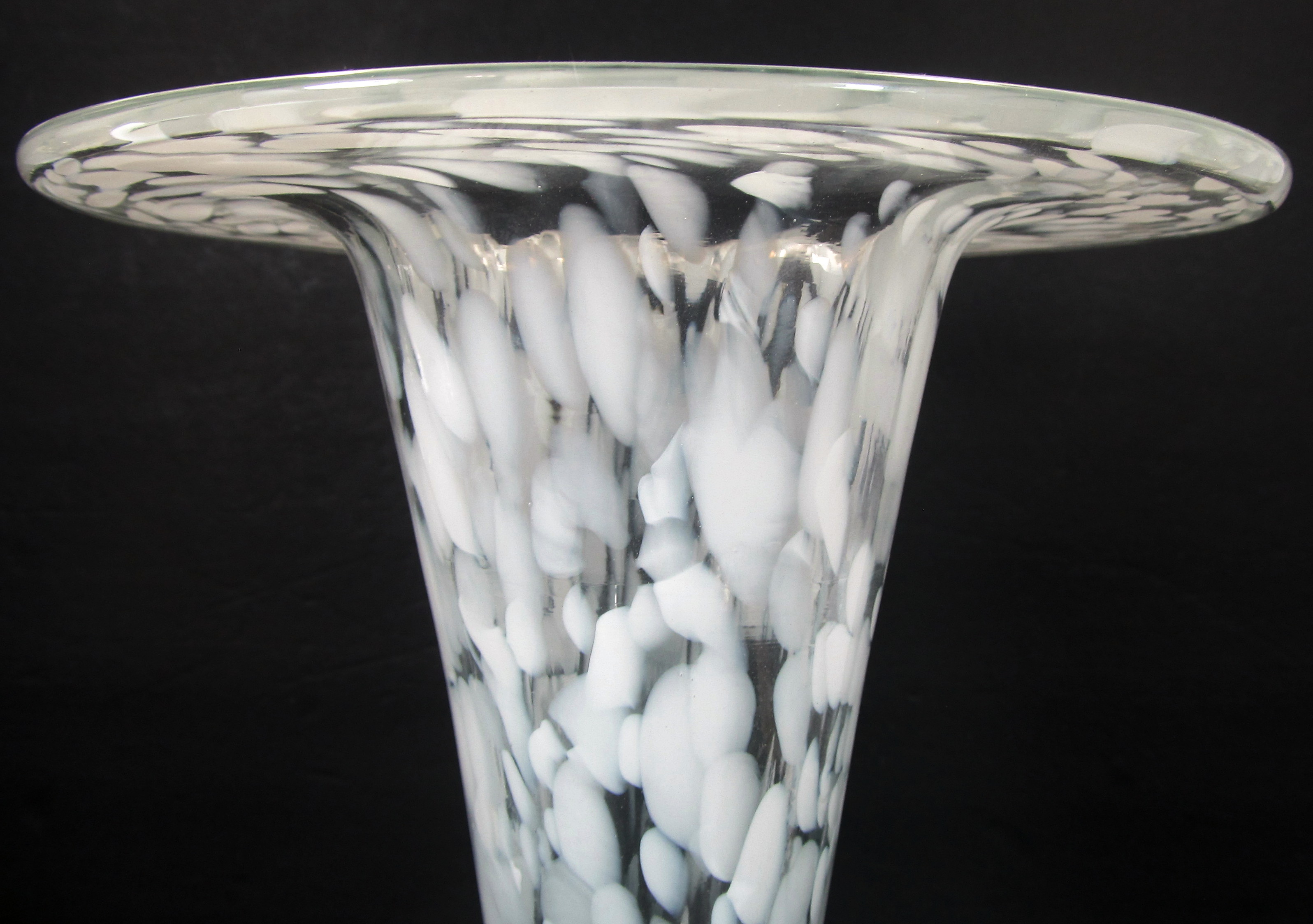 Glassies: Mid Century Splatter/splatter? glass trumpet vase | Antiques ...