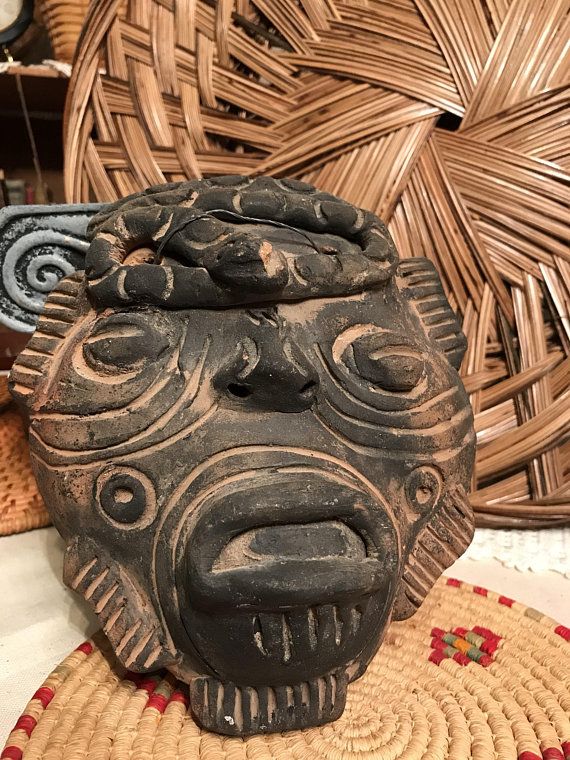 Very Old tribal Face Mask Necklace Snake In Middle,Mayan/Aztec ...