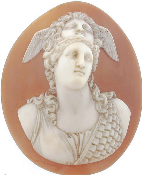 Winged Goddess glass intaglio brooch | Antiques Board