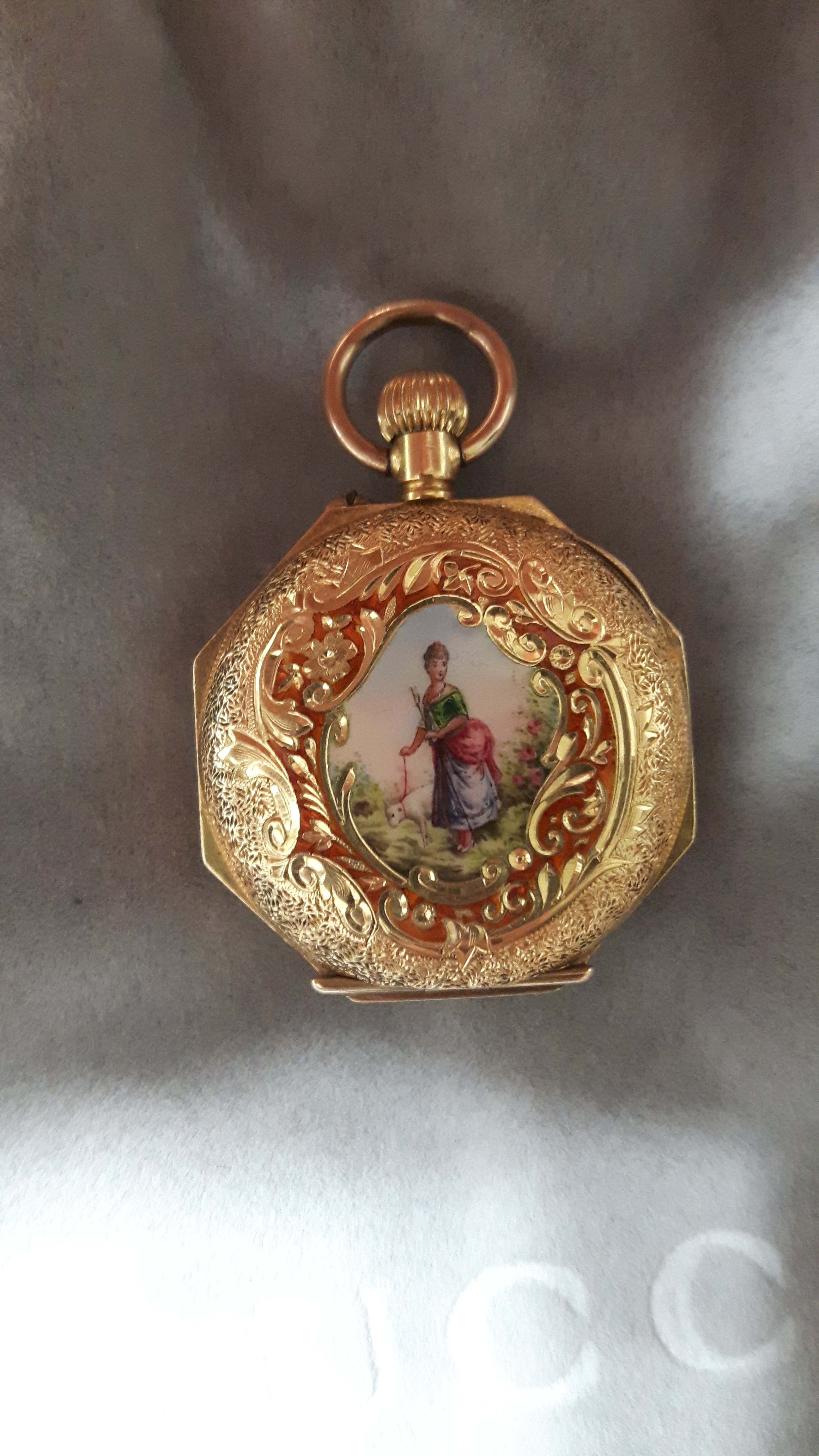 ANTIQUE STOPWATCH 18K GOLD WITH ART | Antiques Board